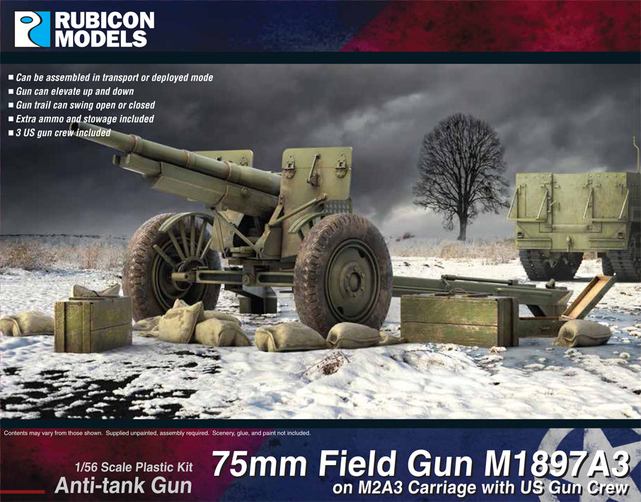 M2A3 75mm Field Gun with Crew- 3 for 2 Piece Special – Rubicon Models USA