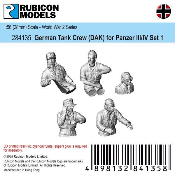 284135 German PzIII/IV Tank Crew (DAK) Set 1- Resin – Rubicon Models USA