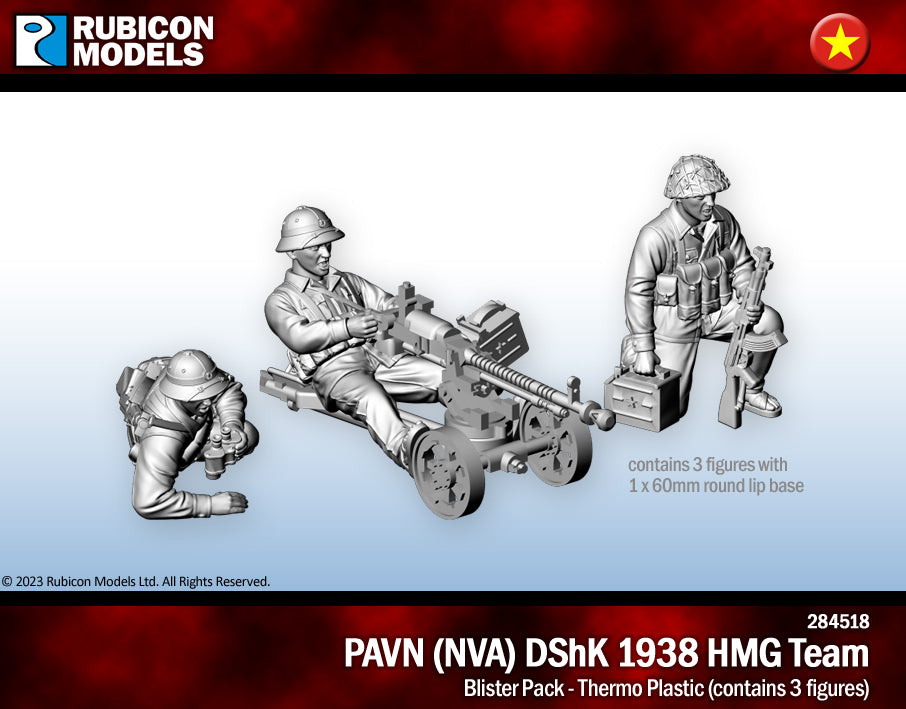284518 PAVN (NVA) DShK 1938 HMG Team- Thermoplastic – Rubicon Models USA