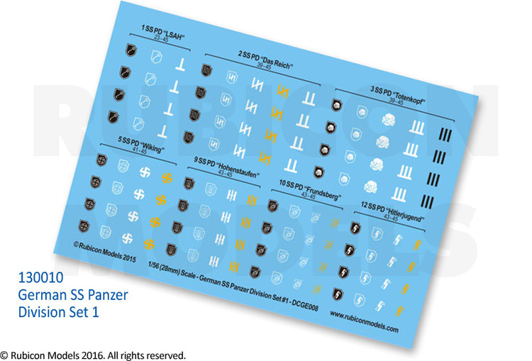 ~130010 German SS Panzer Division Set 1 Decal Sheet – Rubicon Models USA