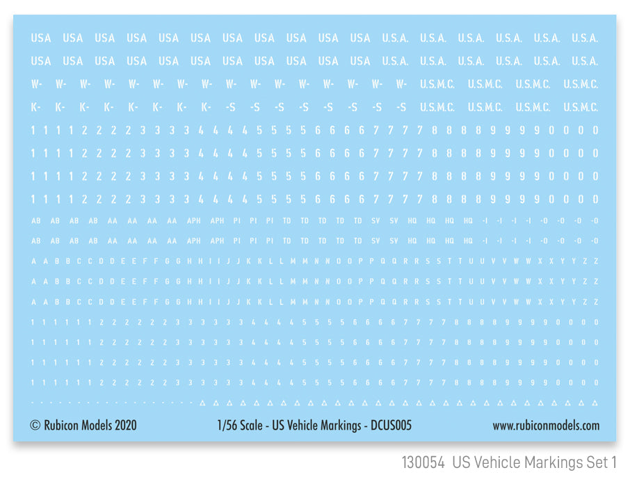~130054 US Vehicle Markings ( Vehicle Registration & Bumper Code) Deca ...