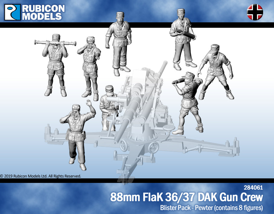 284061 88mm FlaK 36/37 DAK Gun Crew- Pewter – Rubicon Models USA