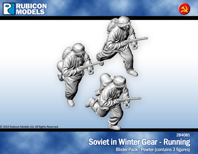 284081 Soviet Infantry in Winter Gear Running- Pewter – Rubicon Models USA
