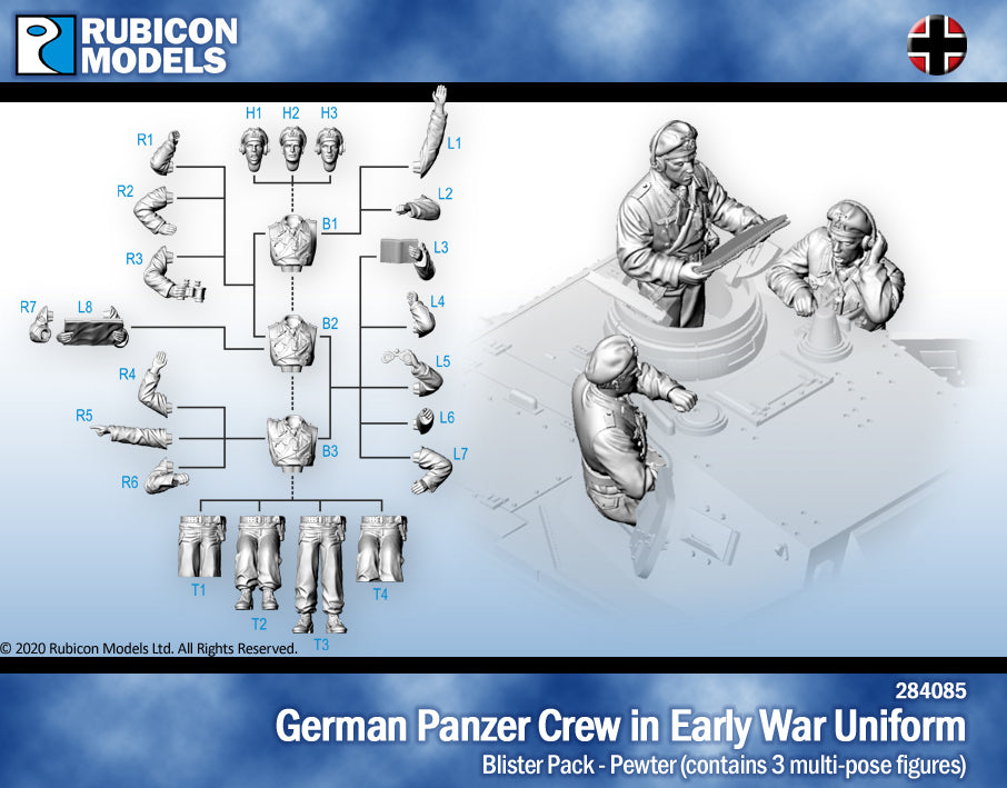 284085 German Panzer Crew in Early War Uniform- Pewter – Rubicon Models USA