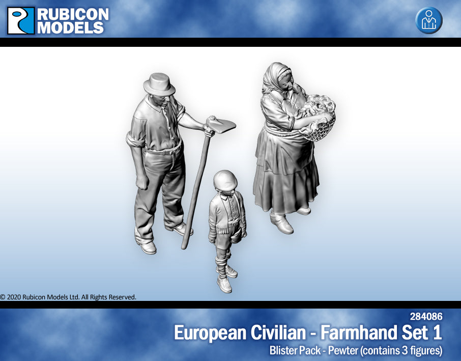 284086 European Civilians Farmhand Set 1- Pewter – Rubicon Models USA