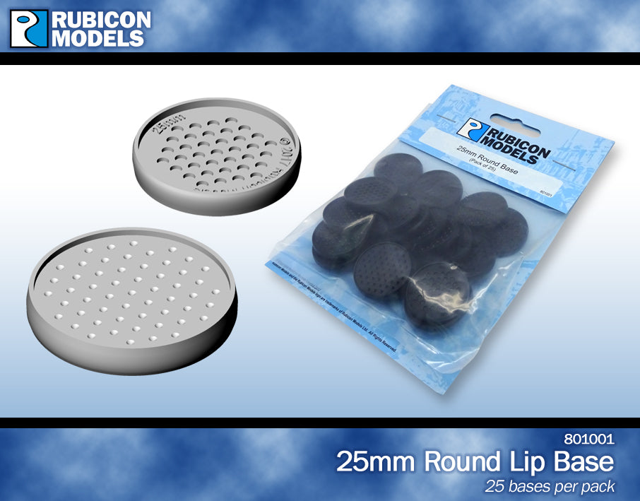 ~801001 25mm Round Bases- 1 Package of 25 Bases – Rubicon Models USA