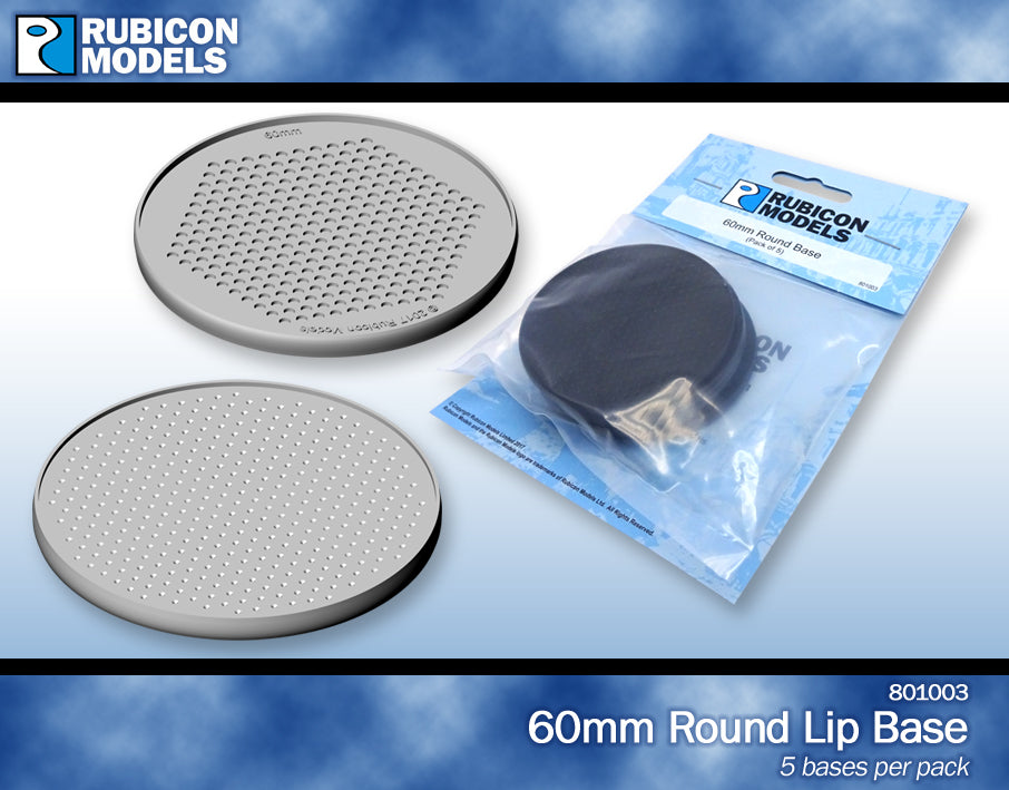 ~801003 60mm Round Bases- 1 Package of 5 Bases – Rubicon Models USA
